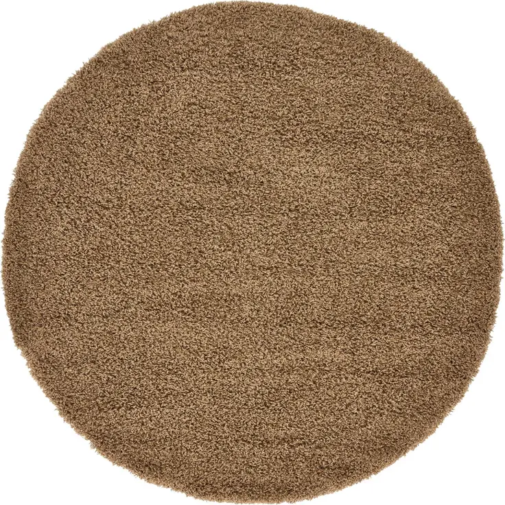 6' X 6' Solid Shag Round Rug Sandy Brown - Rugs